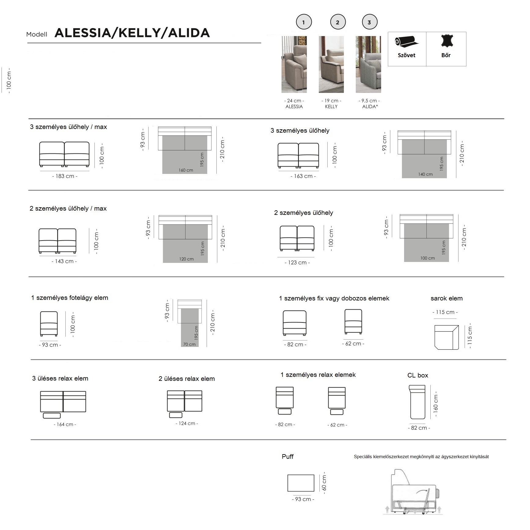 Alessia 3 személyes kanapéágy - ágyazható kanapé - NOVETEX Matrac ...
